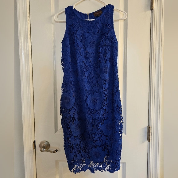 Trulli | Dresses | Chic Royal Blue Lace Midi Dress | Poshmark